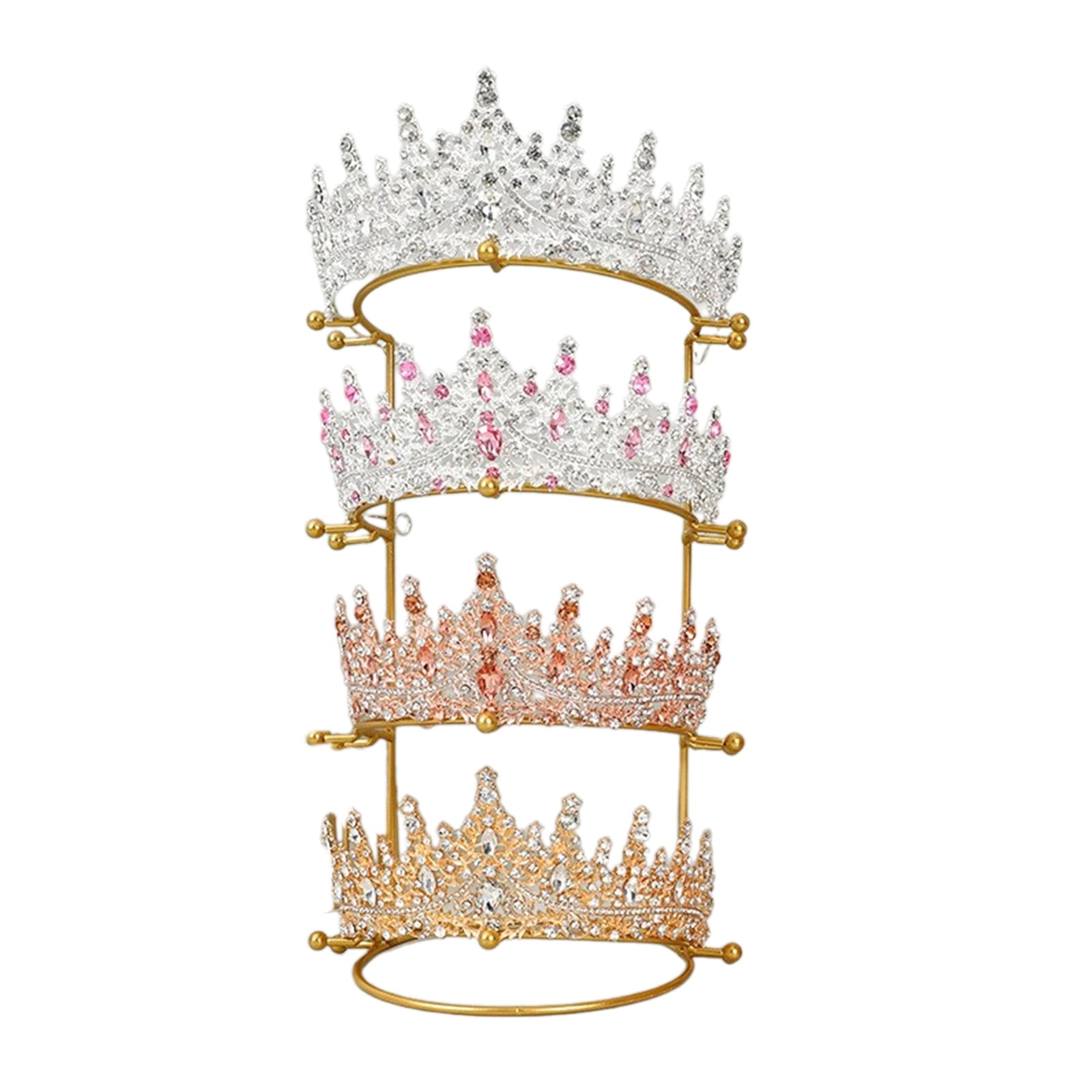 Crystal Crown Headband Display Rack Gold/White Metal Princess Crown ...
