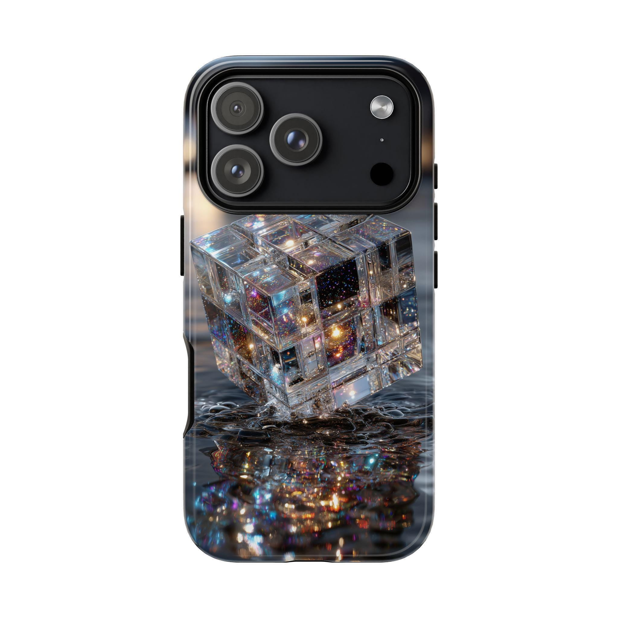 Crystal Cube Matrix Reflective Water Futuristic Illusion Phone Case 17 ...