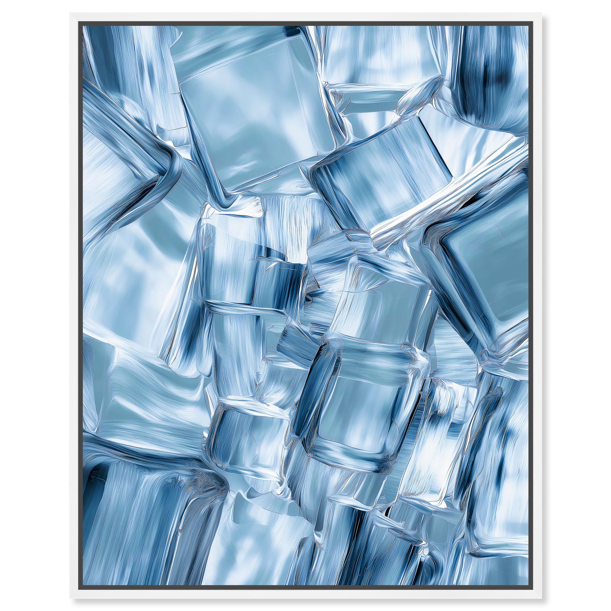 Crystal Cubes Canvas Print Blue Abstract Art by Art Remedy, White Frame ...
