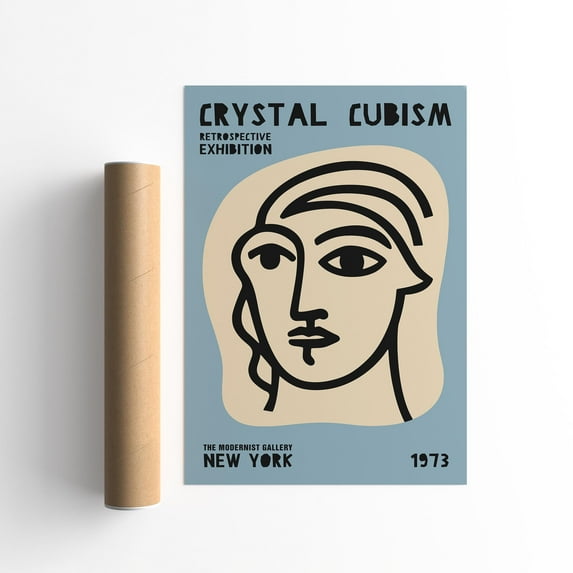 Crystal Cubism Poster, New York City Art Exhibition Print, Retro Modern ...