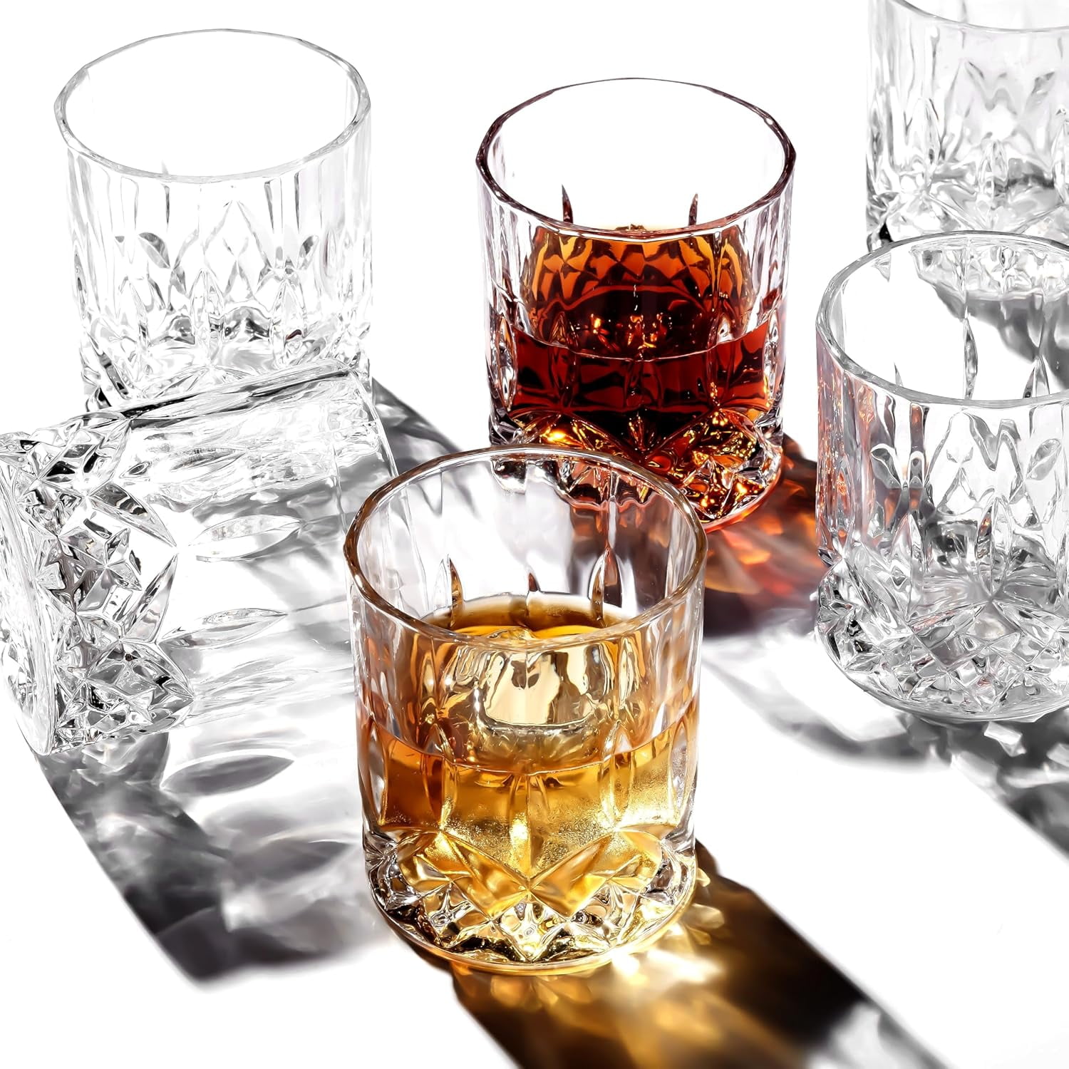Crystal Cut Old Fashioned Whiskey Glasses Set of 2, 4, 6-10oz Ultra ...