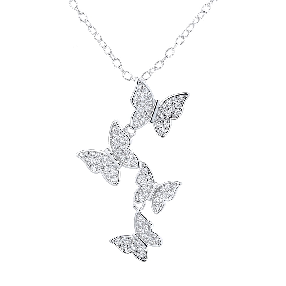 Crystal Dangling Multi Butterfly Pendant Necklace - Walmart.com