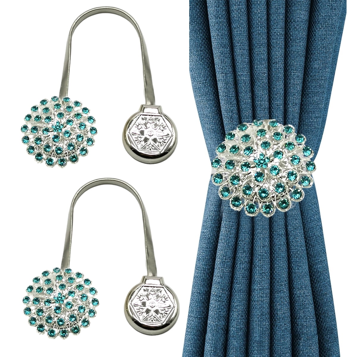 Crystal Decor Curtain Tiebacks, 2 Pack Magnetic Tieback, Curtain ...