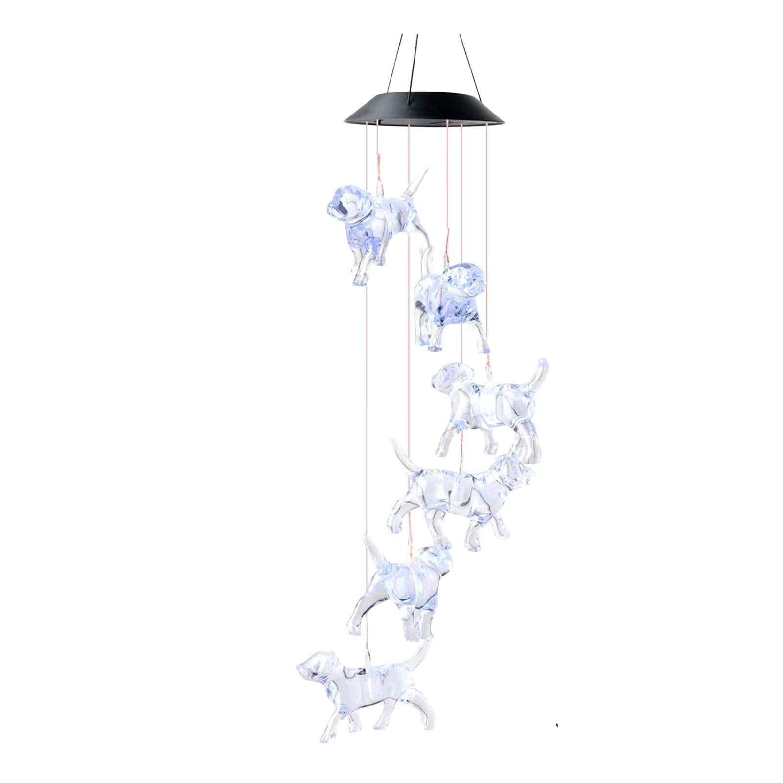 Crystal Dog Solar Wind Chimes Outdoor Color Changing Solar Mobile ...