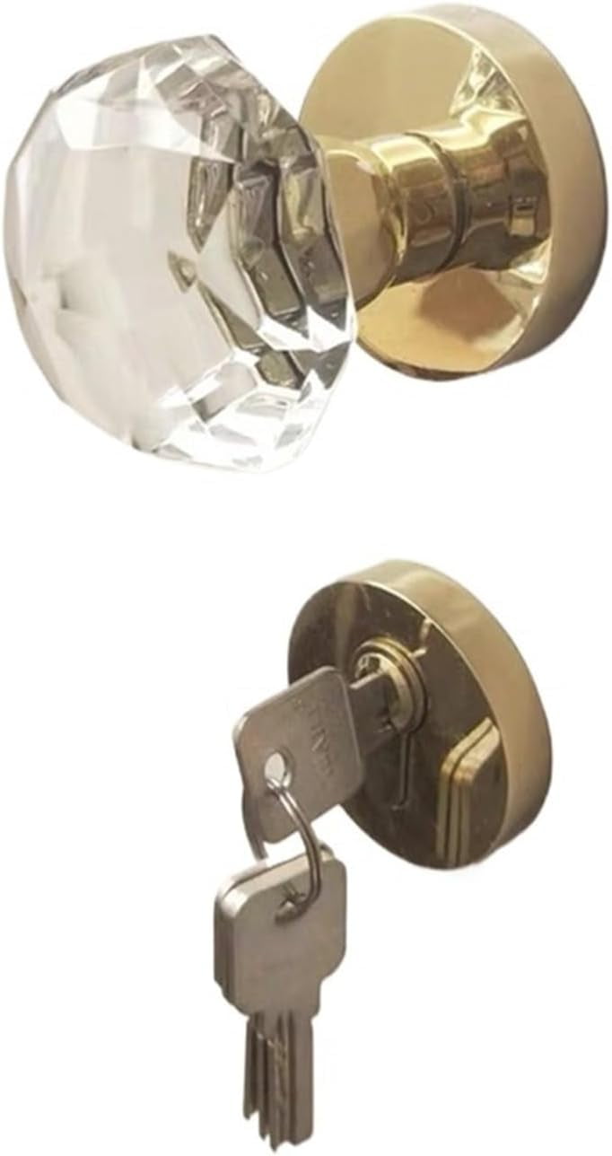 Crystal Door Lock Ball Lock American Golden Light Luxury Indoor Door ...