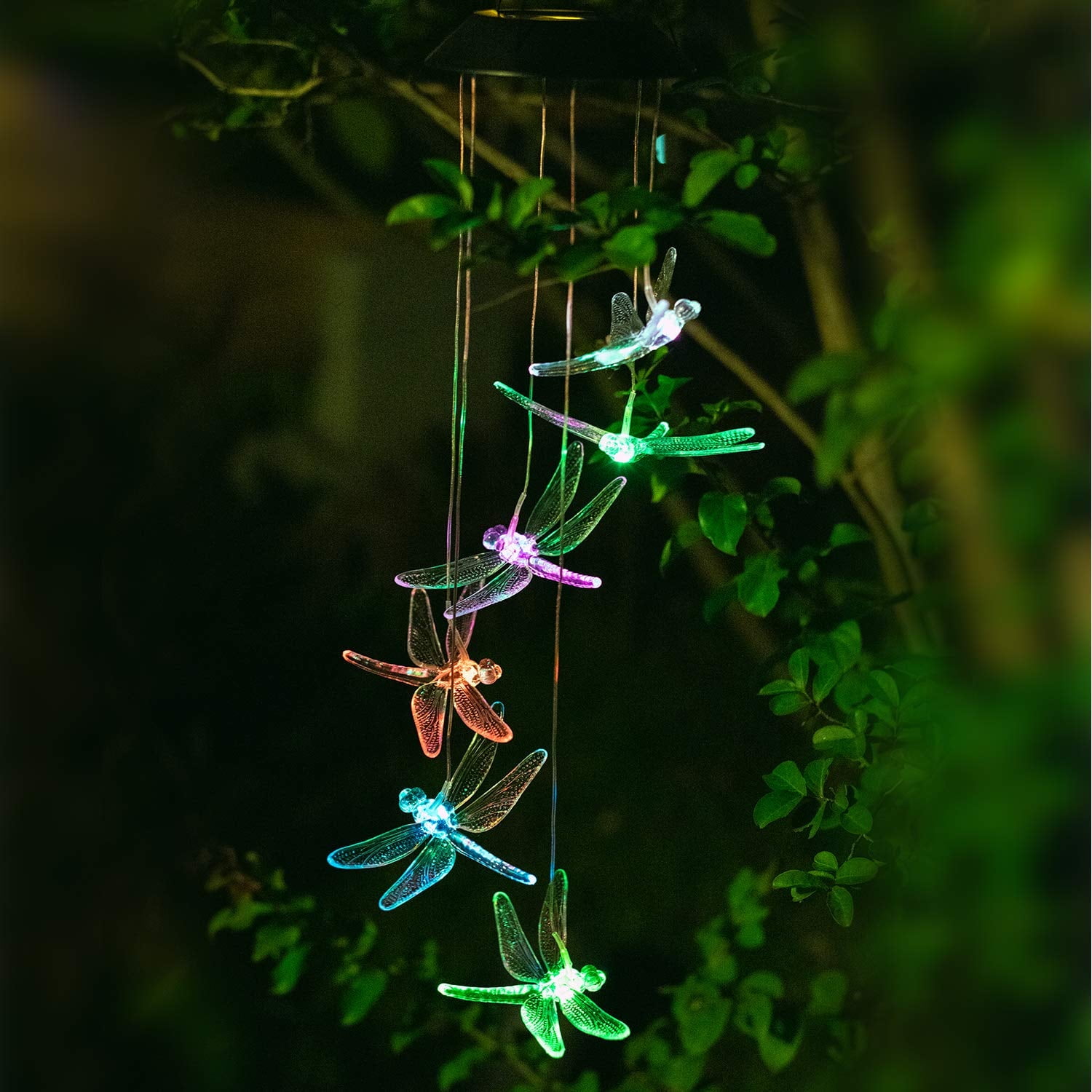 GLUAAE Solar Wind Chimes, Color-Changing LED, Waterproof Outdoor ...