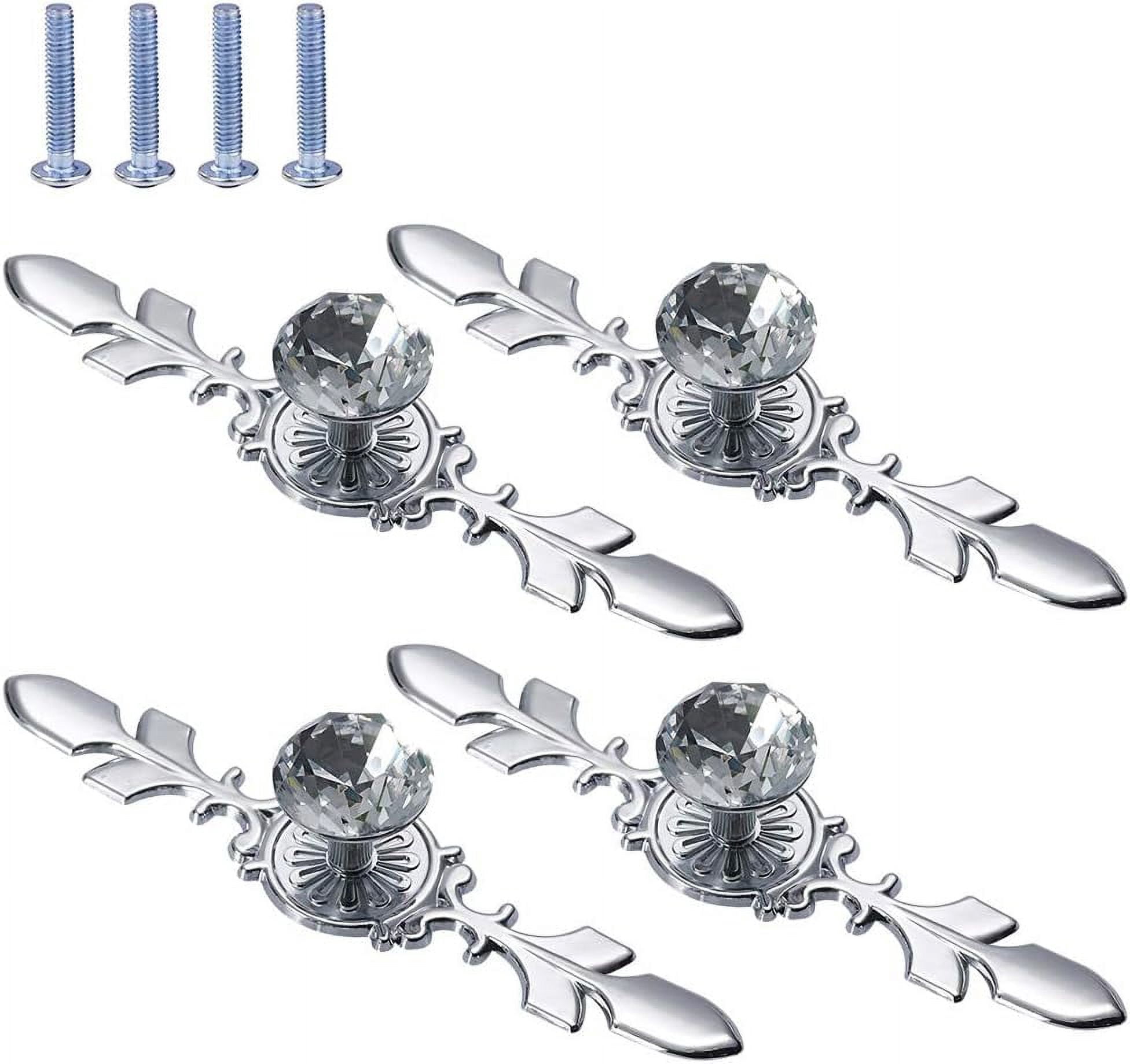 Crystal Drawer Knob, 4-Piece Diamond Wardrobe Handle, Transparent ...