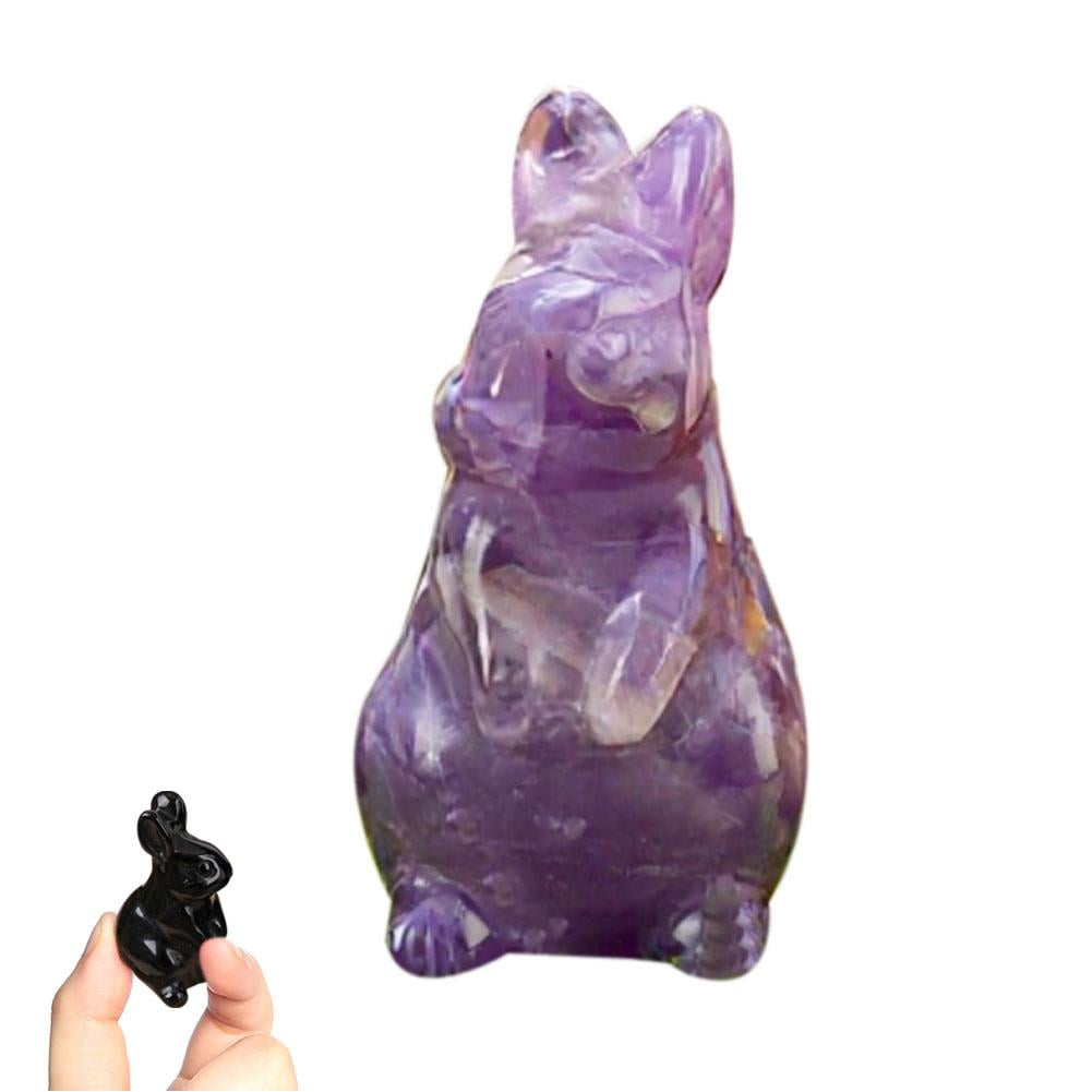 Crystal Easter Bunny Figurine Natural Stone Rabbit Statue Holiday Decor ...