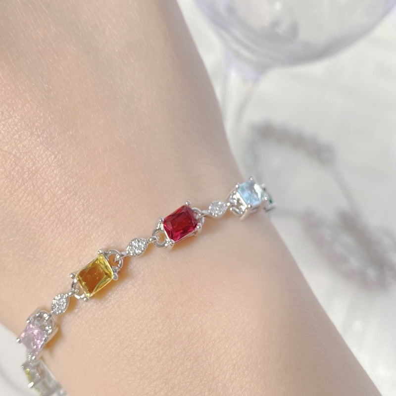 Crystal Element Colored Gems Bracelet Female 18k Platinum Plated ...