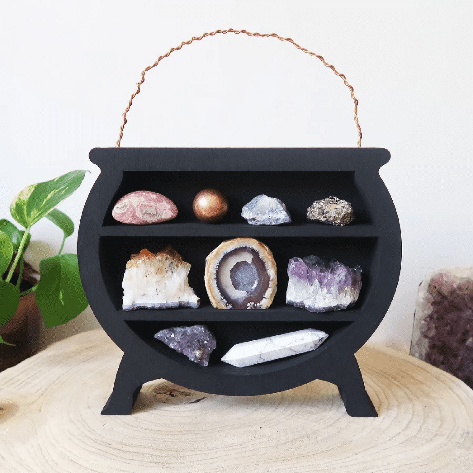 Crystal Essential Oil Nursery Wood Moon Rack Living Room Display Rack ...
