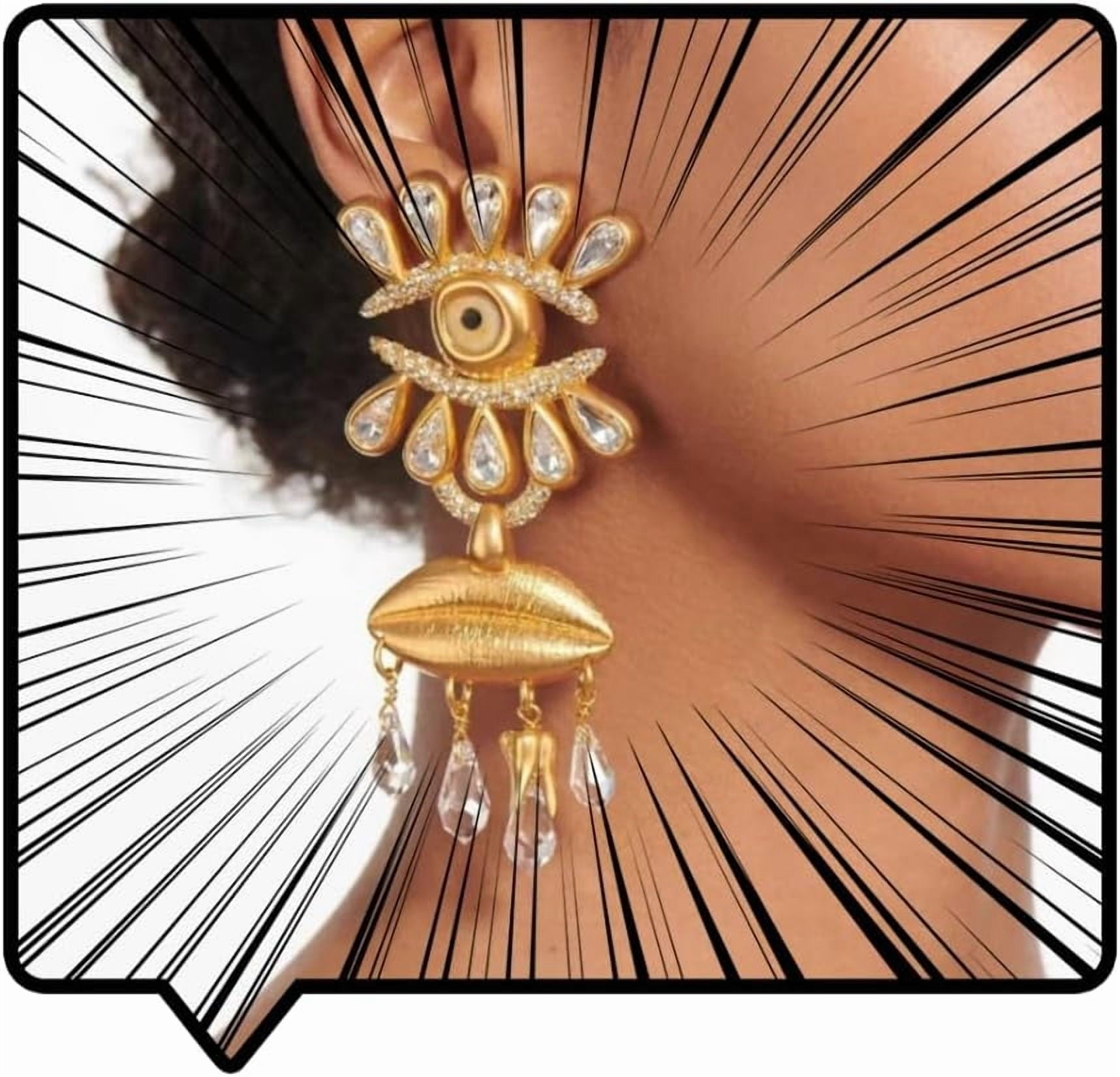 Crystal Eye Drop Earrings, Gold-Plated Statement Dangle Earrings with ...