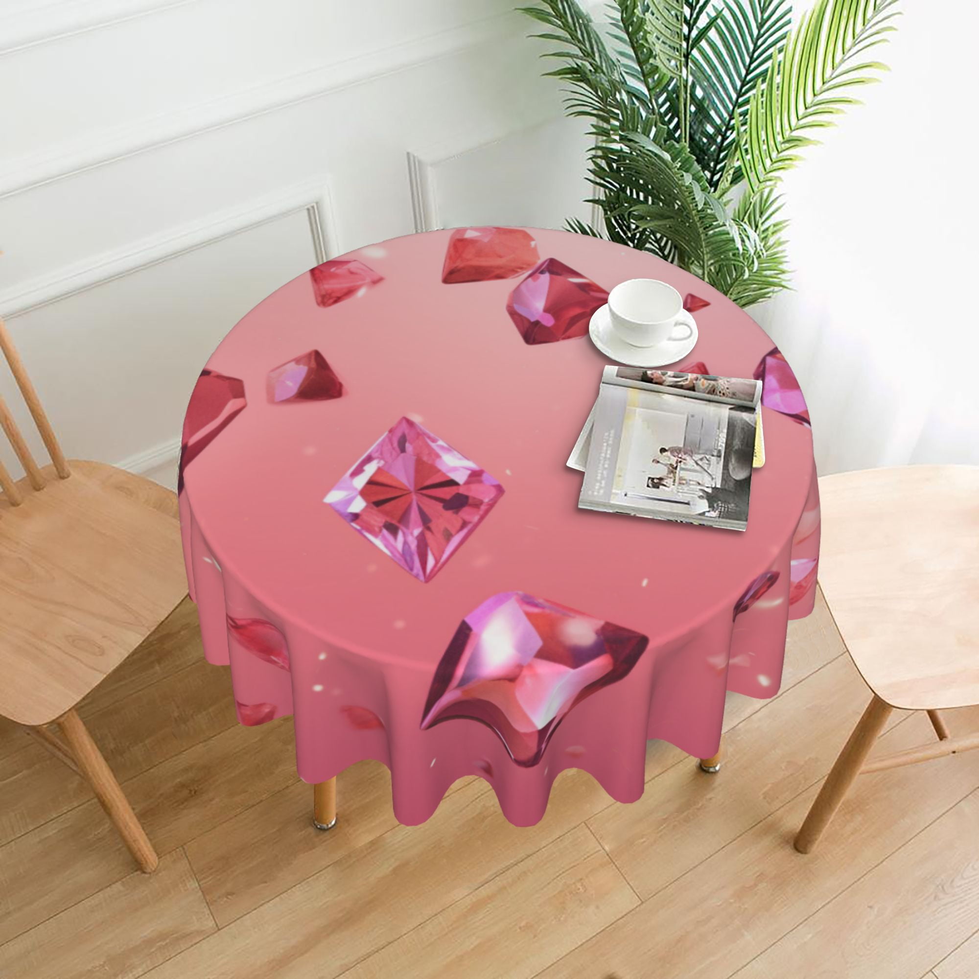 Crystal Falling Round Tablecloth 60 Inch Polyester Table Cover Kitchen ...