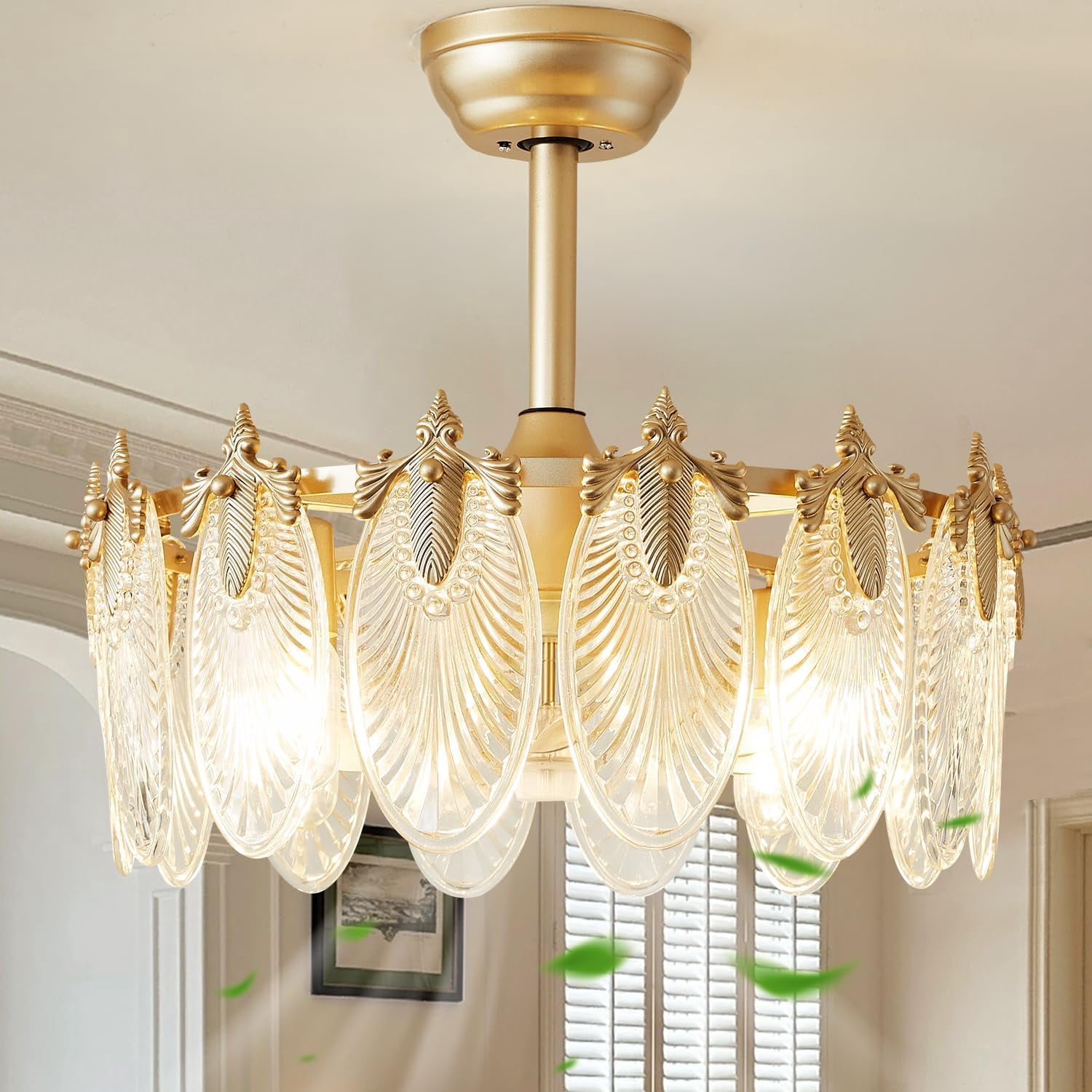 Crystal Fandelier Ceiling Fan with Light Chandelier Fan Glass Semi ...