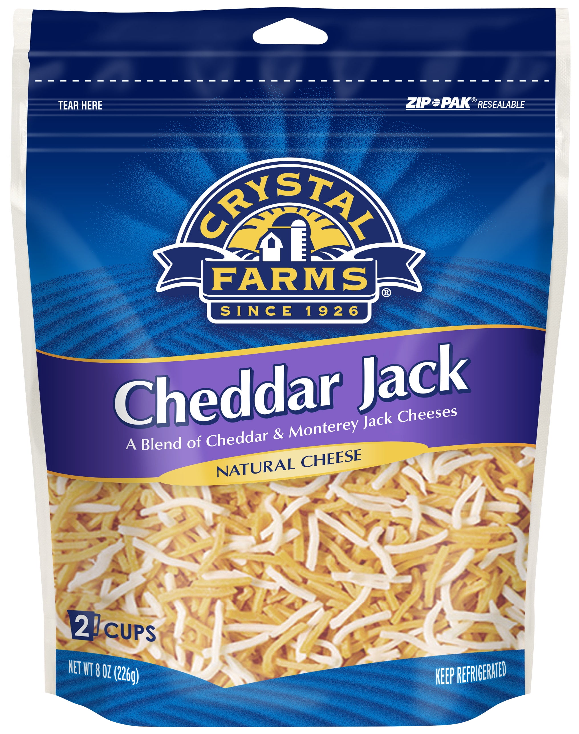 Crystal Farms Cheddar Jack Shredded Cheese, 8 Oz. - Walmart.com