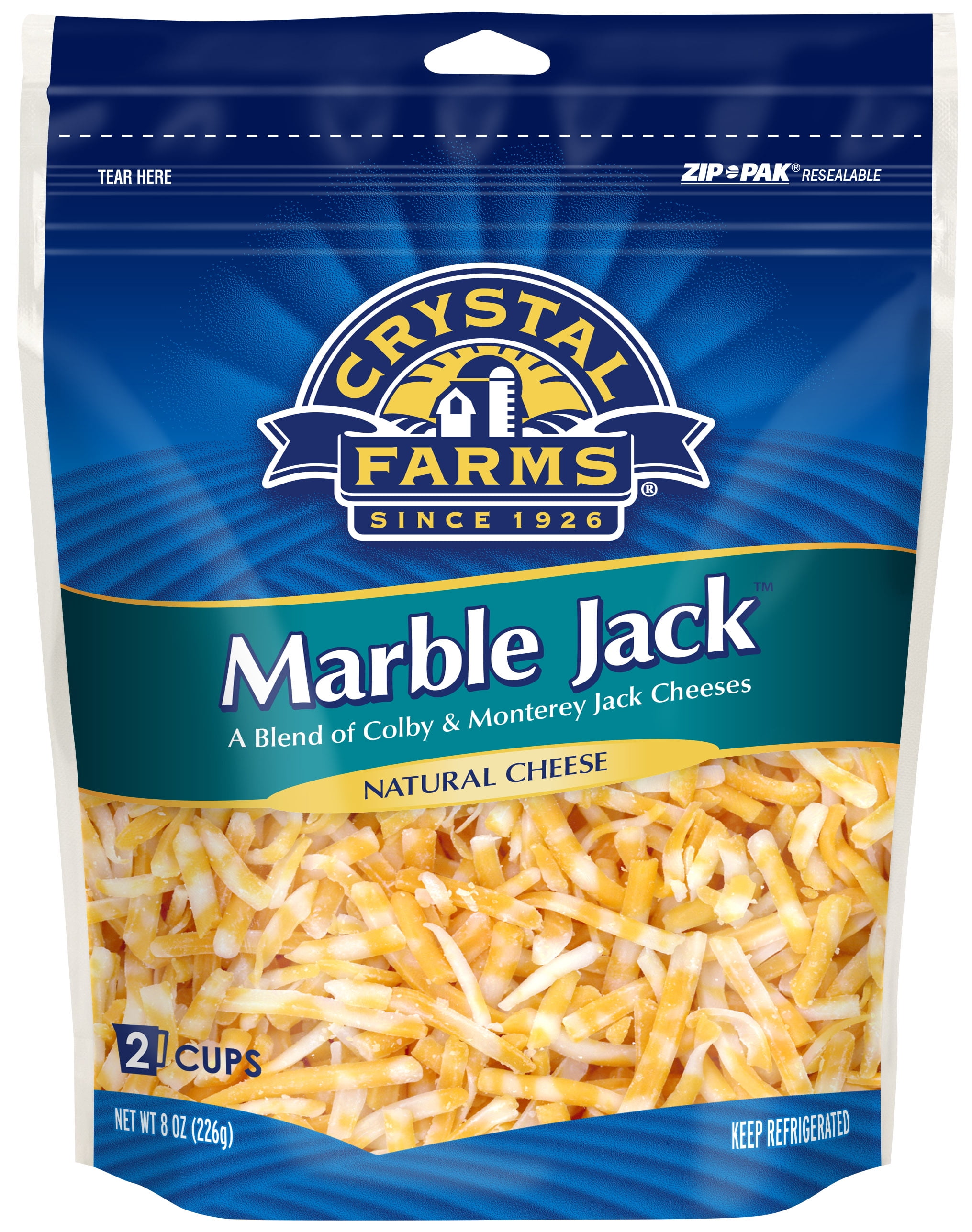 Crystal Farms Marble Jack Shredded Cheese, 8 Oz. - Walmart.com