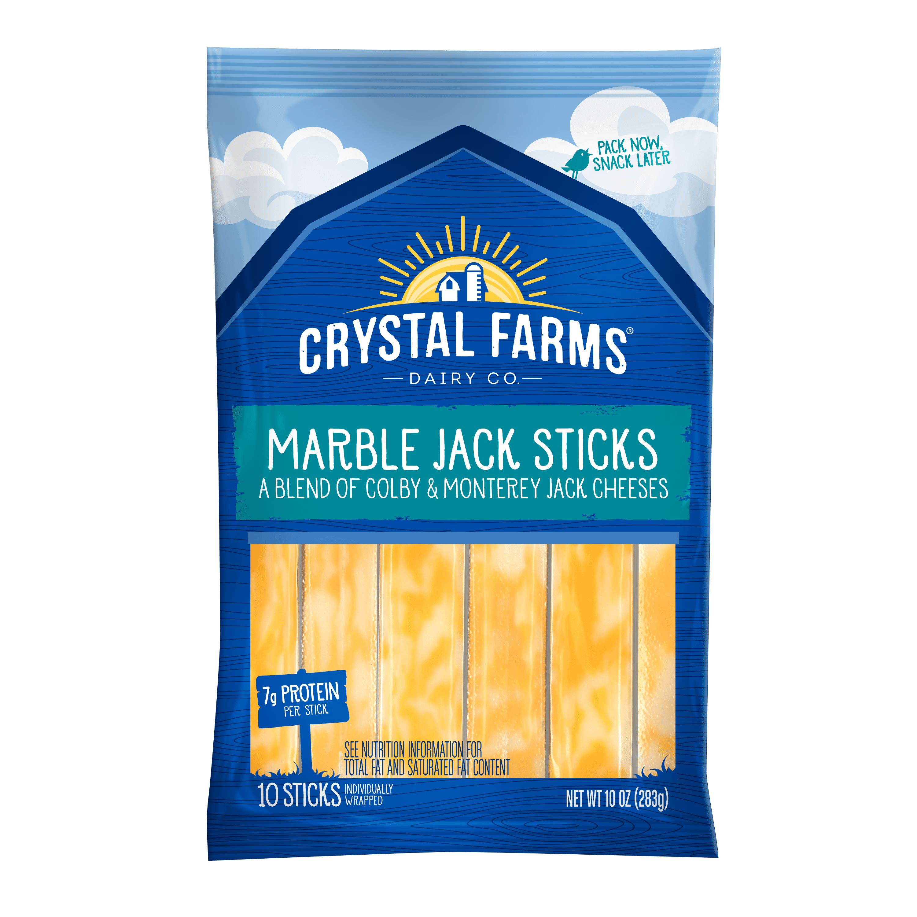 Crystal Farms Wisconsin Marble Jack Cheese Sticks, 10 oz., 10 count ...