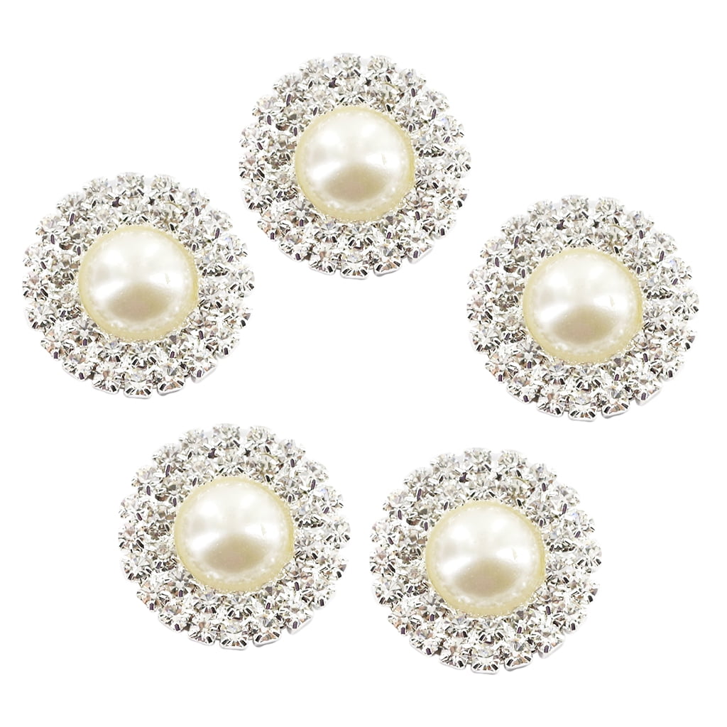 Crystal Faux Pearl Button Flatation DIY Sewing 25mm 5pcs Beige ...