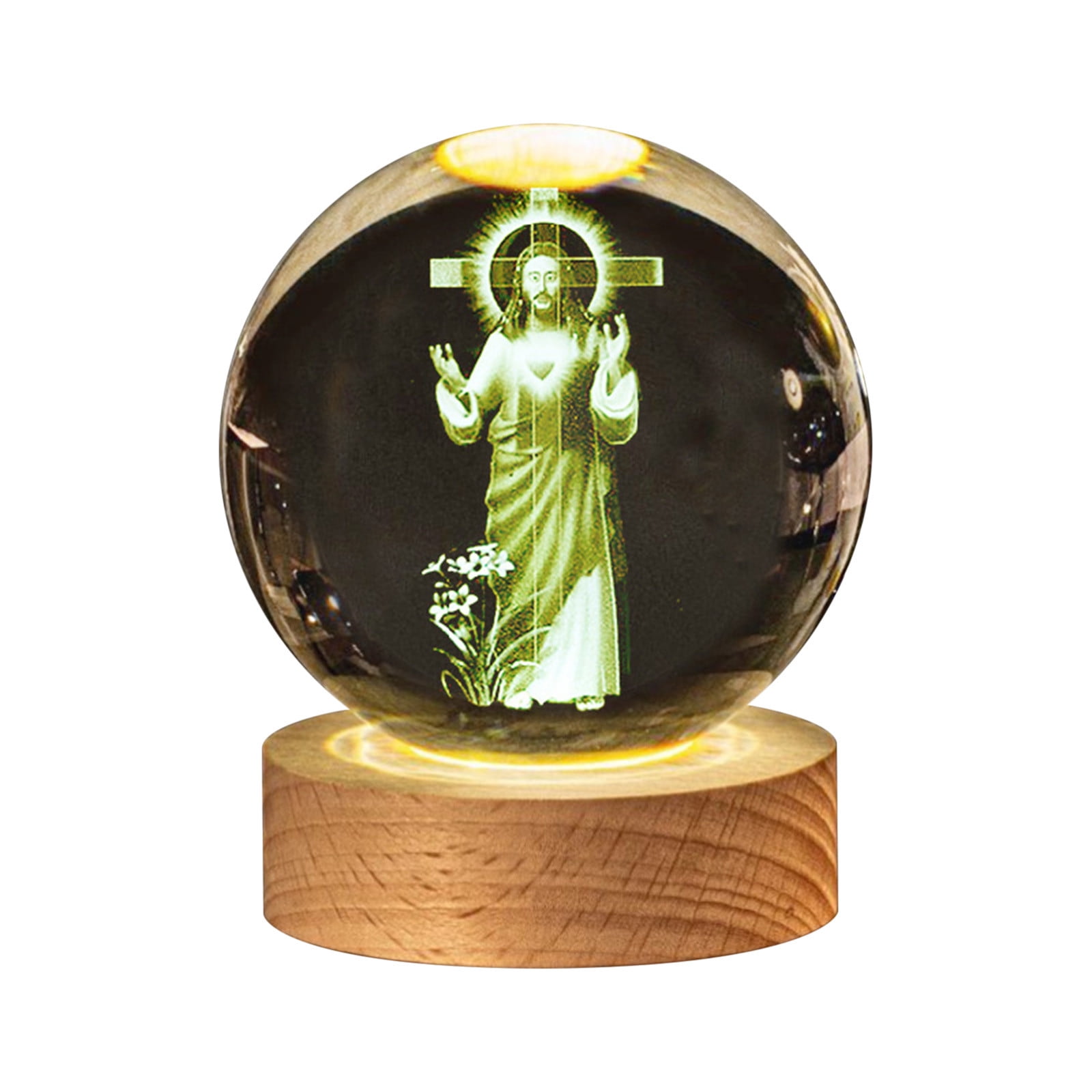 Crystal Figurine Religious Gifts for Women Men Night Light Engraved ...