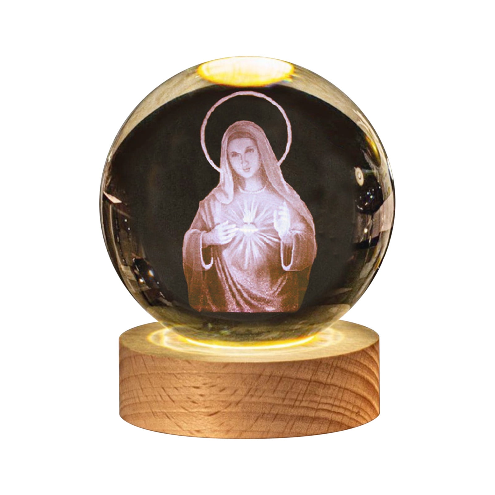 Crystal Figurine Religious Gifts for Women Men Night Light Engraved ...