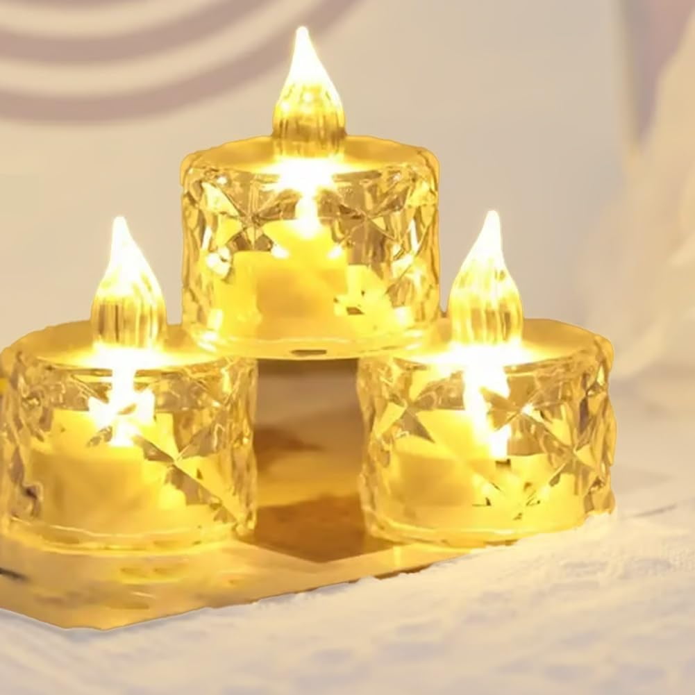 Crystal Flameless Candle Light, LED Battery Operated Pillar Candles and ...