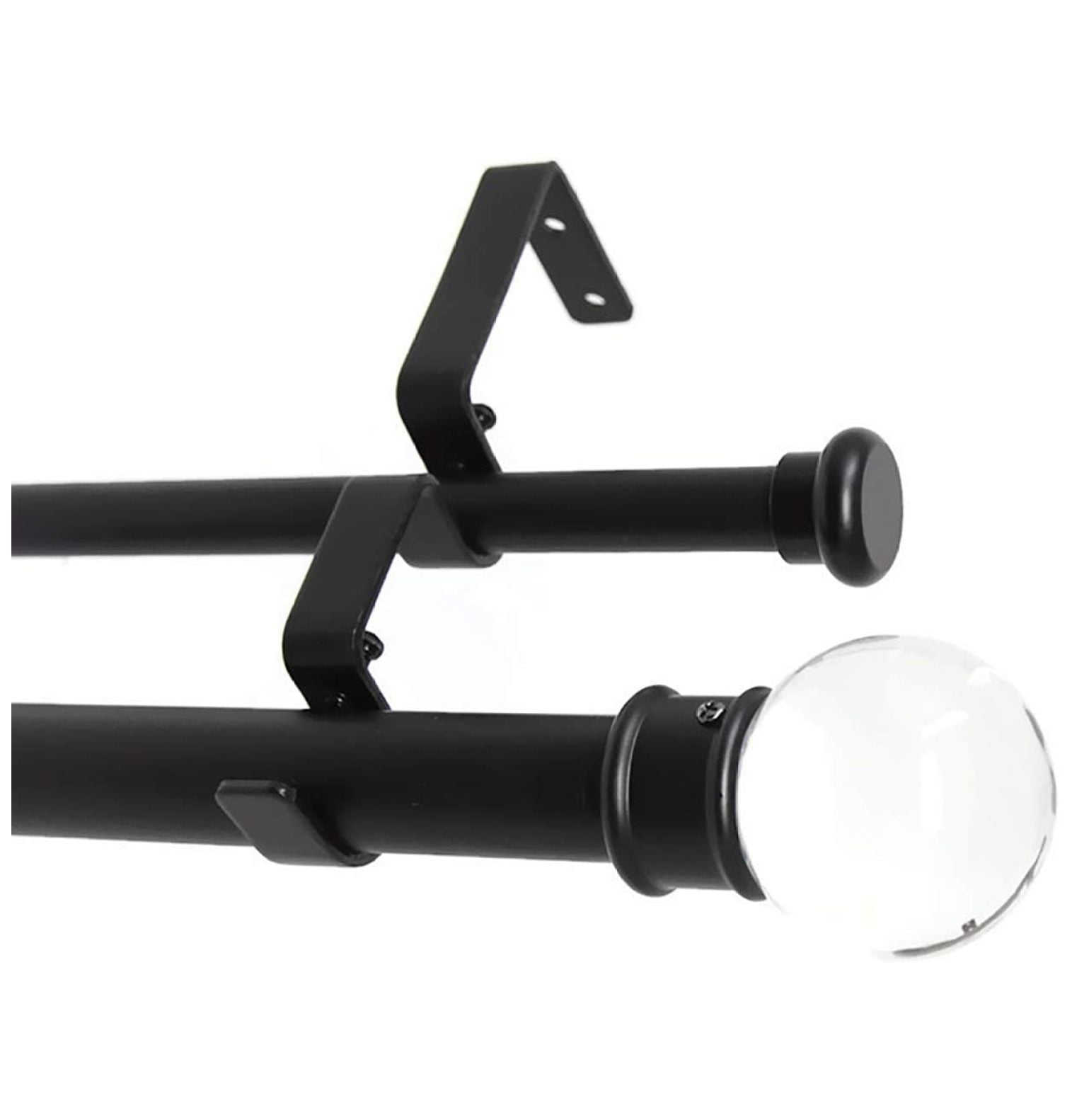 Crystal Flat Button 1" 5/8" Double Drapery Curtain Window Rod Set - 28 ...