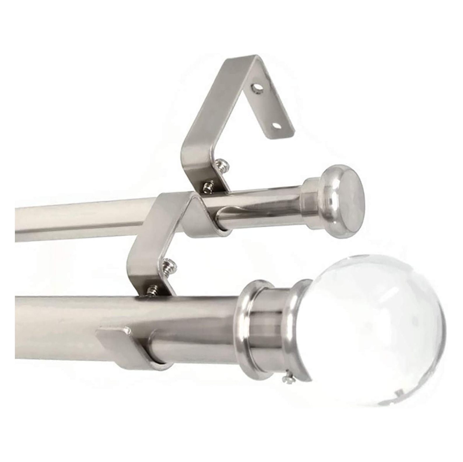 Crystal Flat Button 1" 5/8" Double Drapery Curtain Window Rod Set - 28 ...