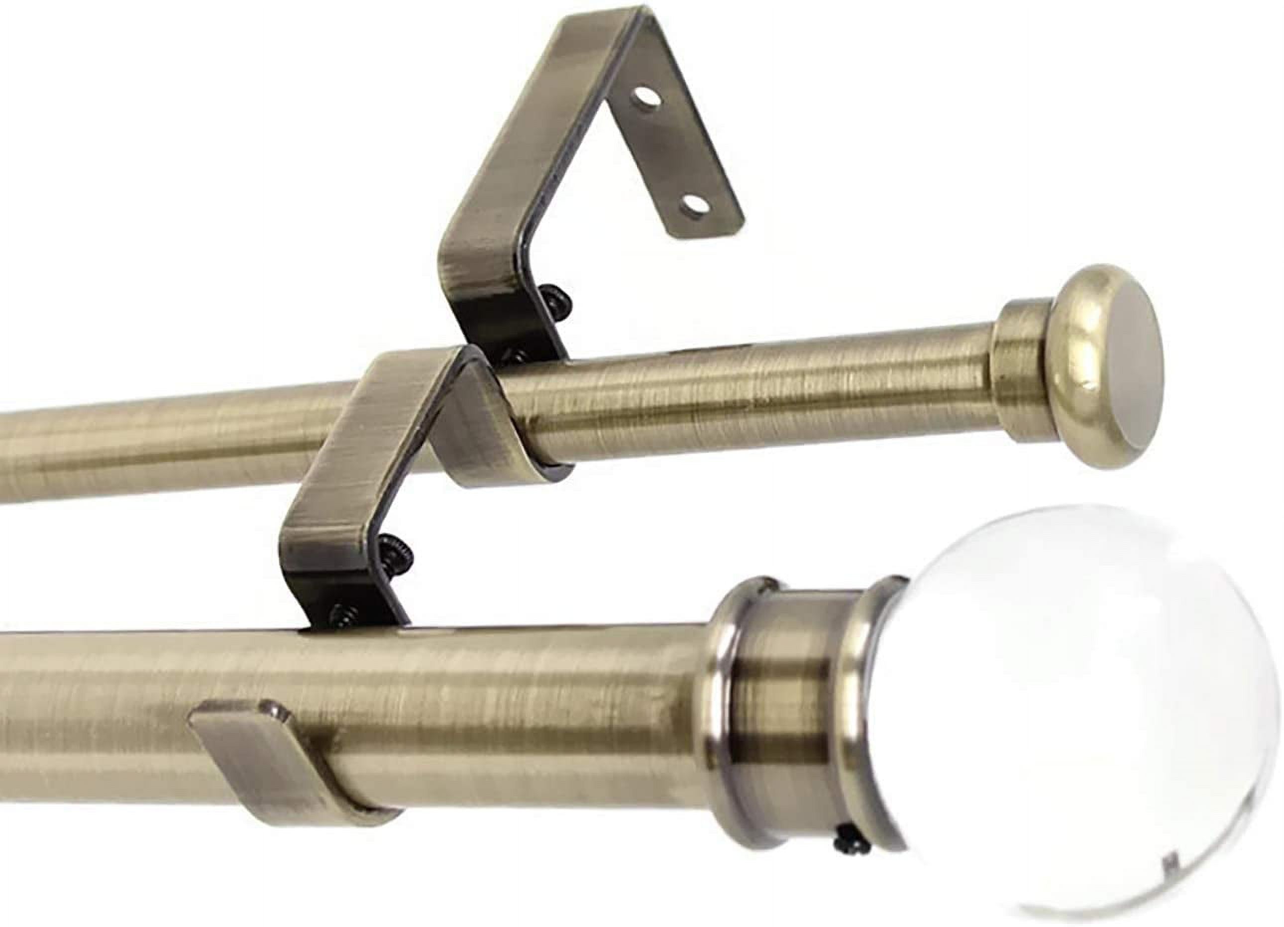 Crystal Flat Button 1" 5/8" Double Drapery Curtain Window Rod Set - 84 ...