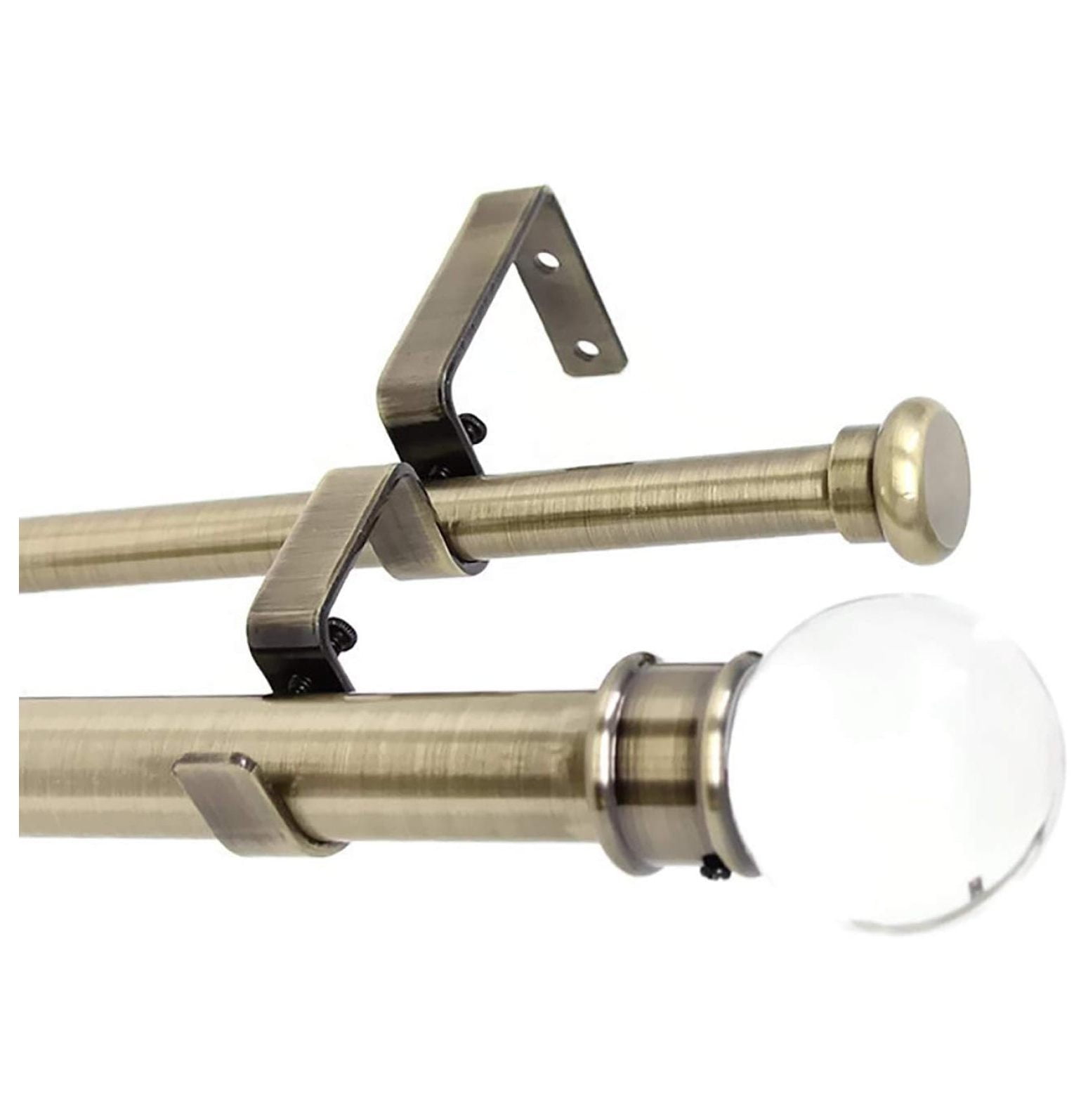 Crystal Flat Button 1" 5/8" Double Drapery Curtain Window Rod Set ...