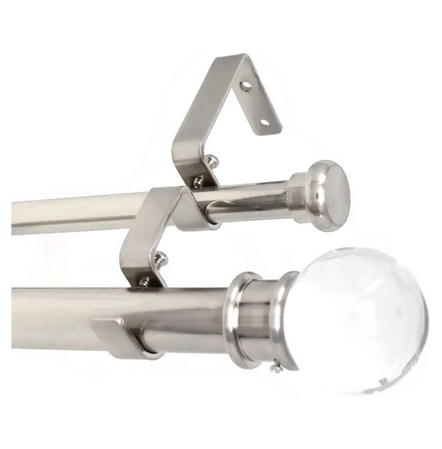 Crystal Flat Button 1" 5/8" Double Drapery Curtain Window Rod Set ...