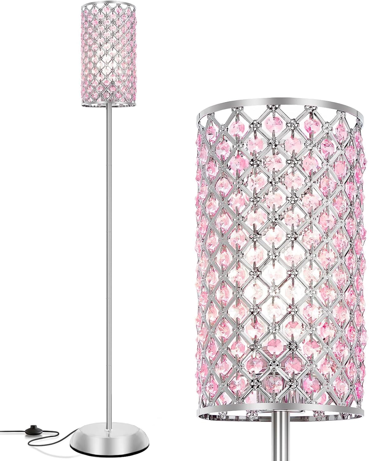 Crystal Floor Lamp for Bedroom, Living Room Pink Floor Lamps Modern ...