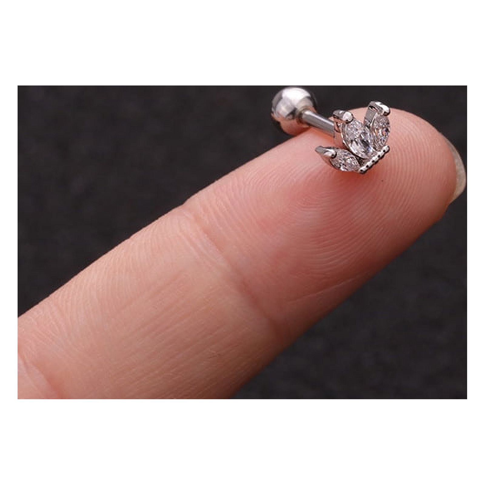 Crystal Flower Tragus Piercing Earring Flat 16G Cross Cartilage ...