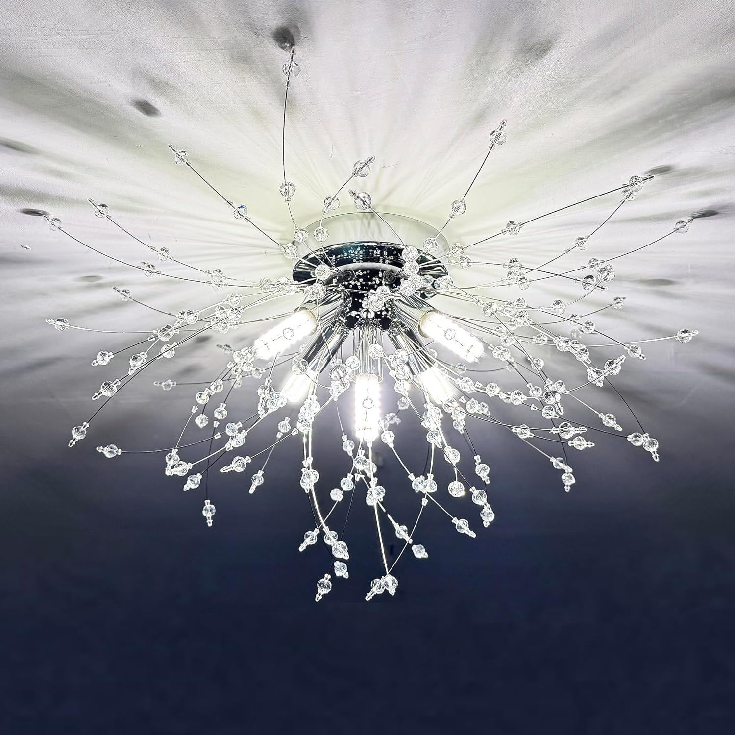 Crystal Flush Mount Ceiling Light, Modern Sputnik Firework Close to ...