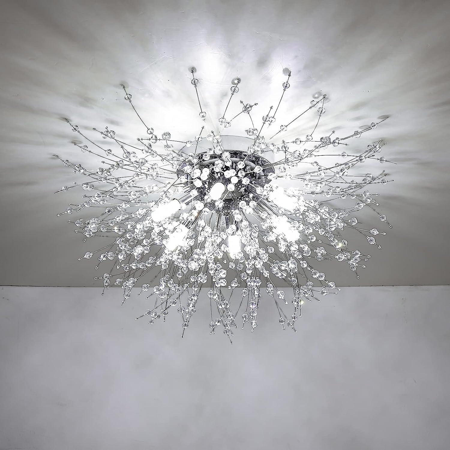 Crystal Flush Mount Ceiling Light, Modern Sputnik Firework Close to ...