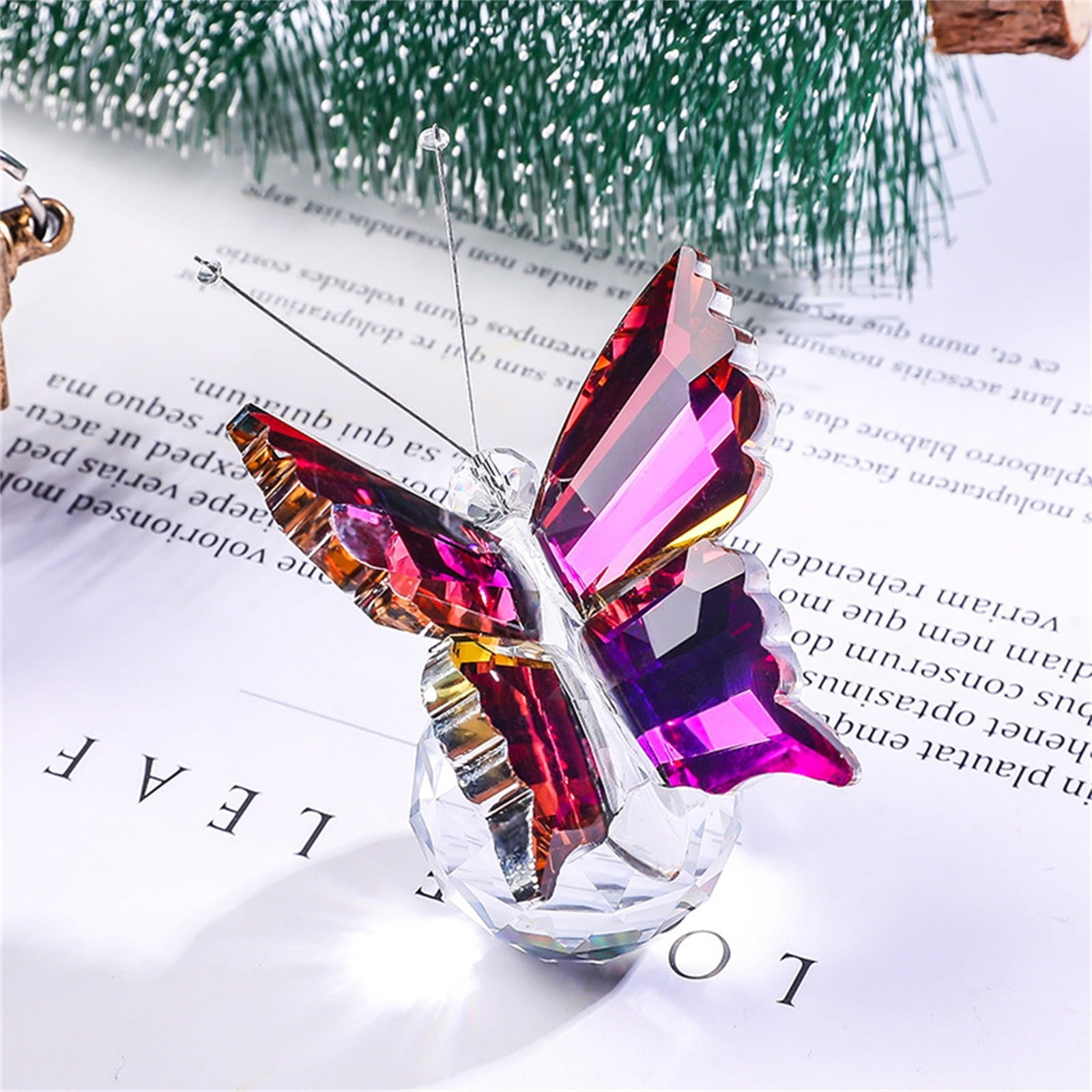 Crystal Flying Butterfly With Crystal Ball Base Statue Collection Cut ...
