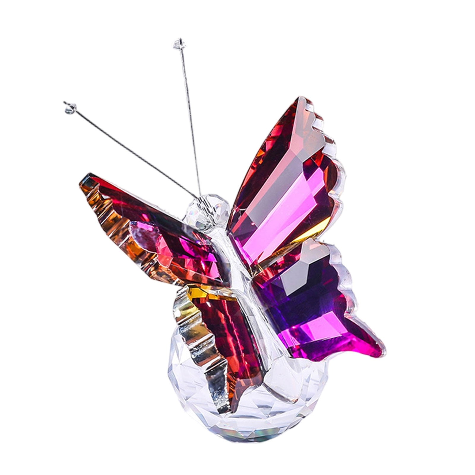Crystal Flying Butterfly with Crystal Ball Base Figurine Collection Cut ...