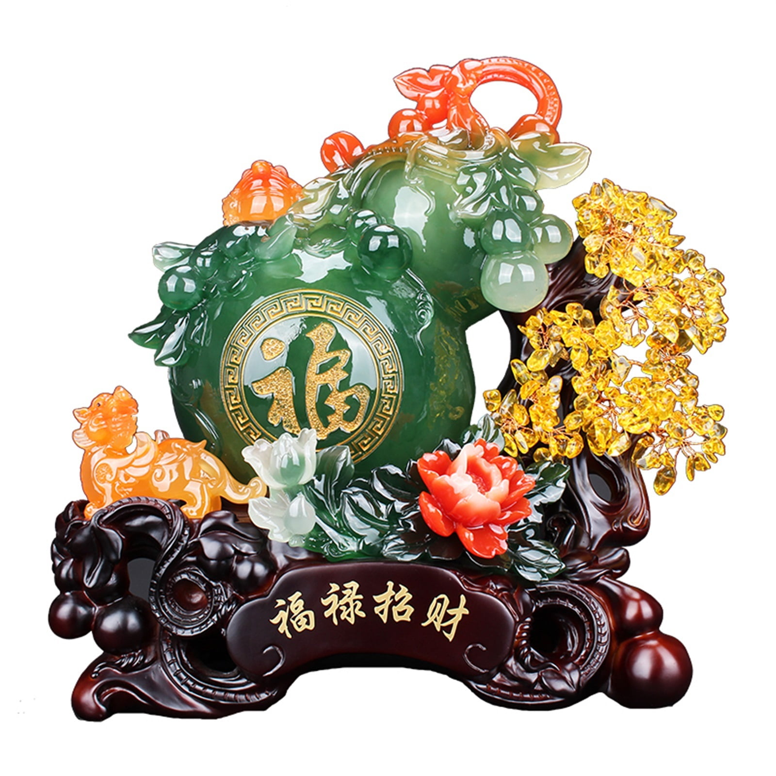 Crystal Fortune Tree Lucky Gourd Imitation Jade Crystal Bonsai Gem Tree ...
