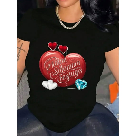 Crystal Gem Heart Valentine's Day Graphic Women's Short Sleeve T-Shirt ...