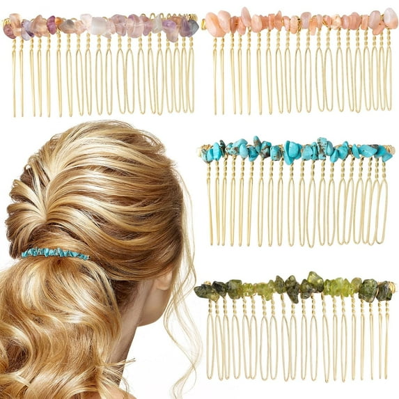 Crystal Gemstone Hair Side Comb Women Hair Comb Raw Crystal Hair ...