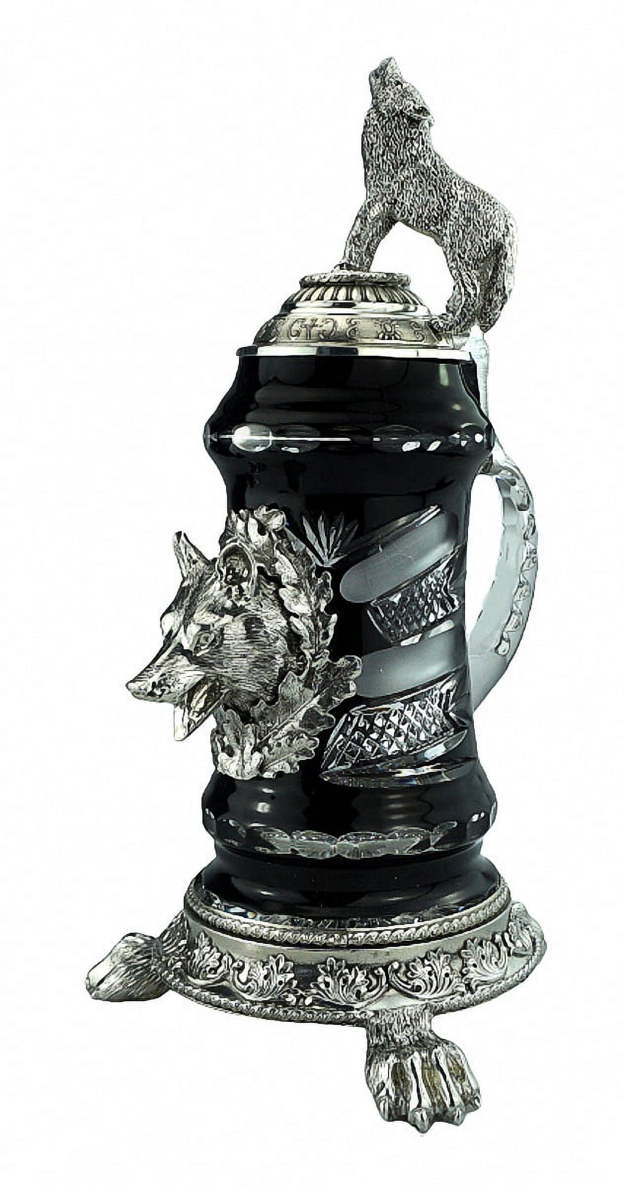 Crystal German Beer Stein 0.5 liter tankard, beer mug, black, pewter ...