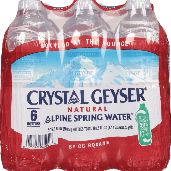 Crystal Geyser Natural Alpine Spring Water, 500mL Bottles (6 Pack) – Bottled at the Source ...