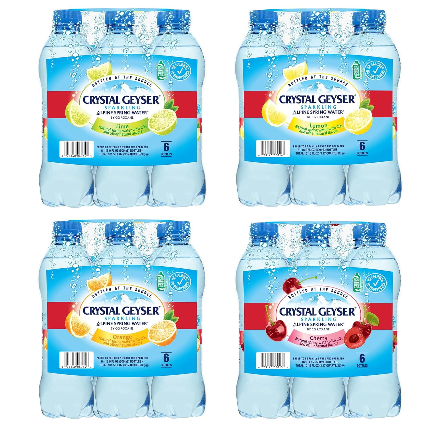 Crystal Geyser Sparkling Alpine Natural Spring Water, Variety Pack ...