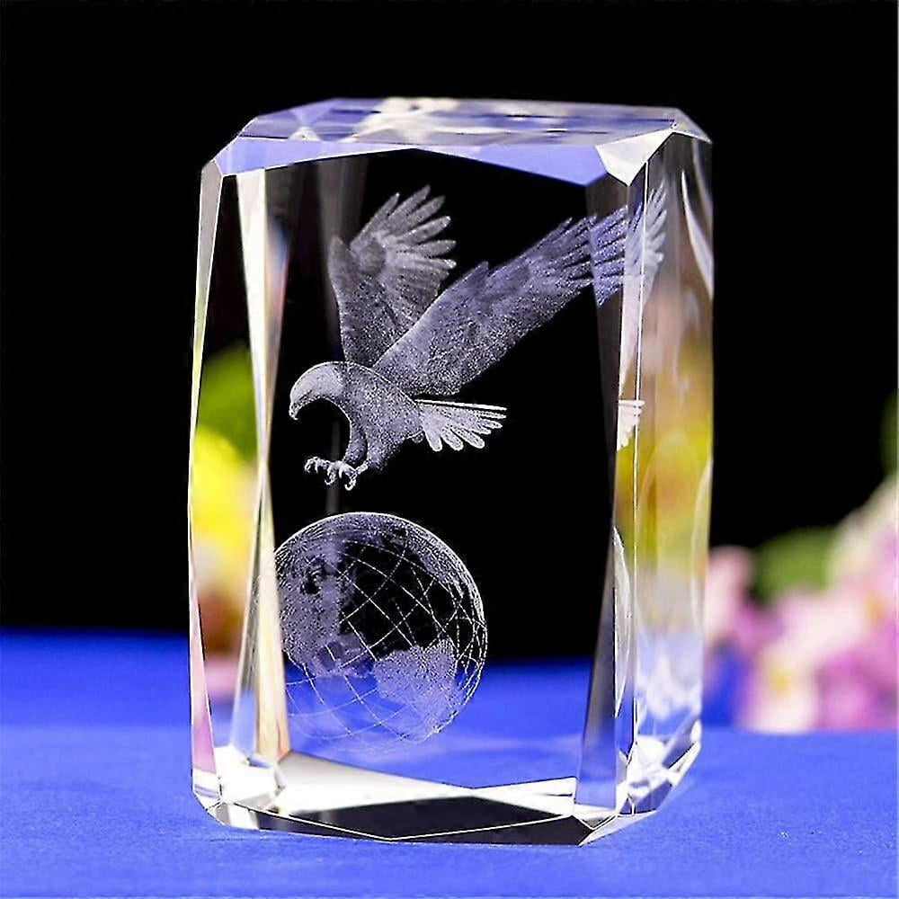 Crystal Glass Bald Eagle Statues,3d Laser Etched Crystal Eagle Decor ...