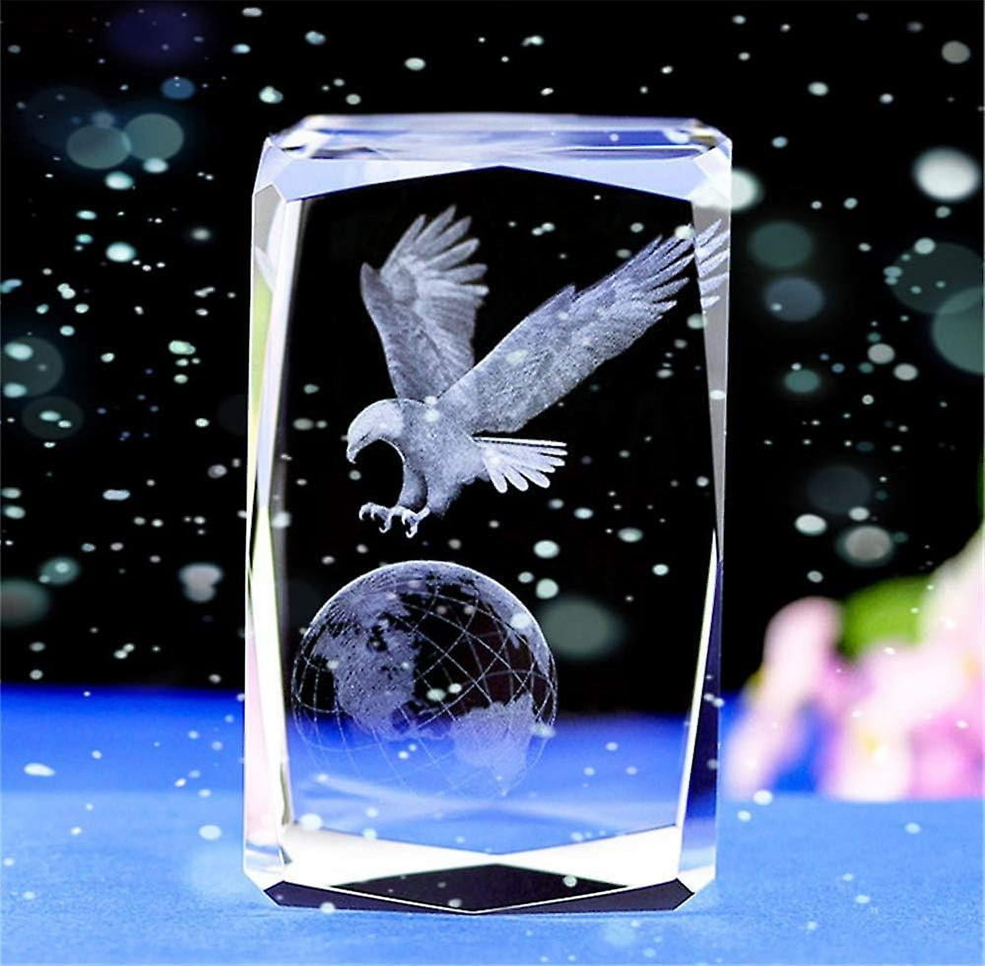 Crystal Glass Bald Eagle Statues,3d Laser Etched Crystal Eagle Decor ...