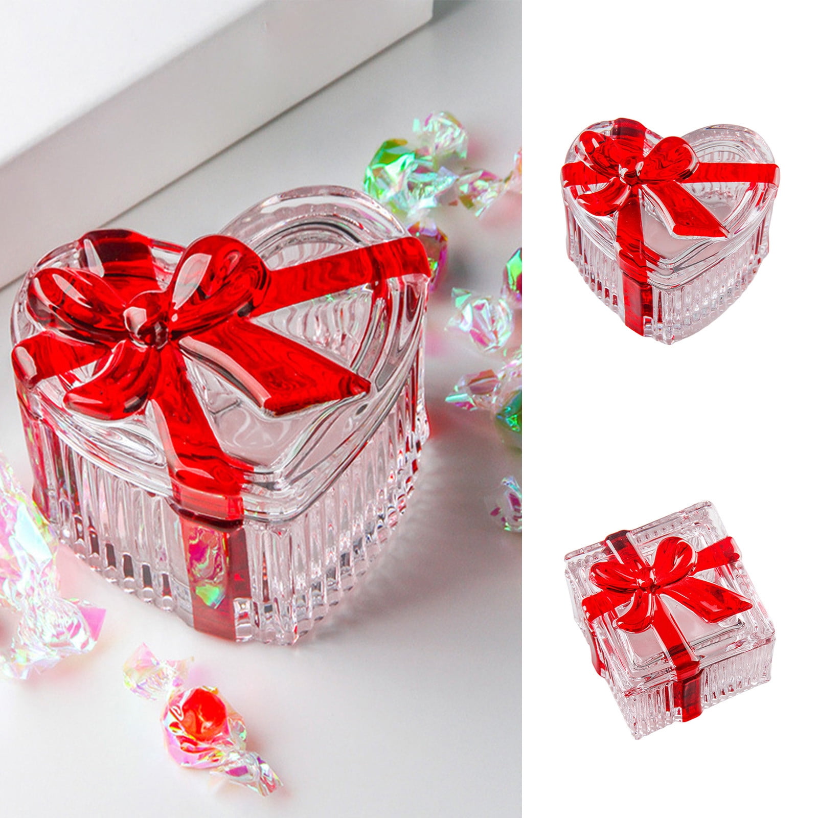 Crystal Glass Candy Jar with Lid, Household Bowl, European Style Jar ...