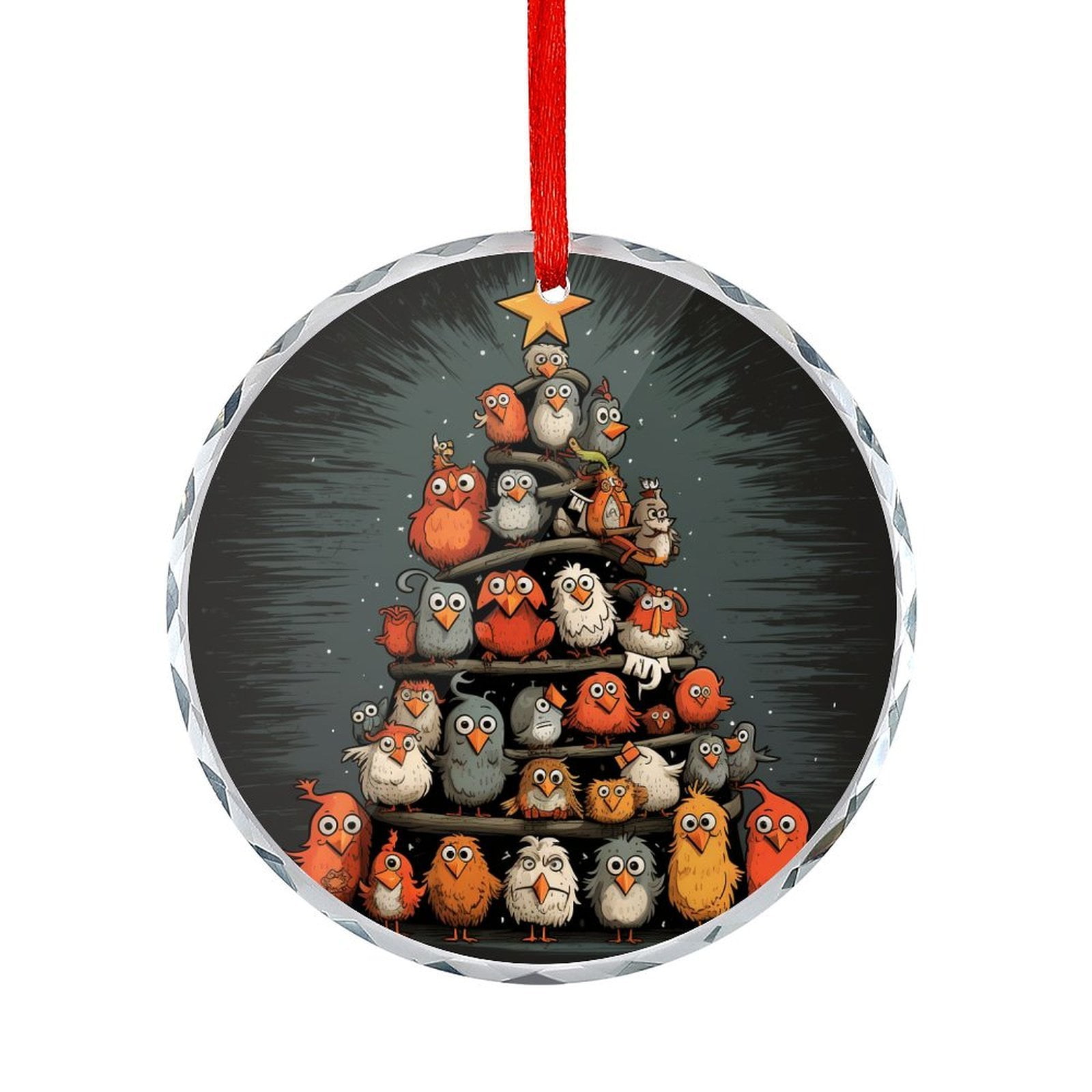 Crystal Glass Christmas Ornament Animated Chicken Christmas Tree ...
