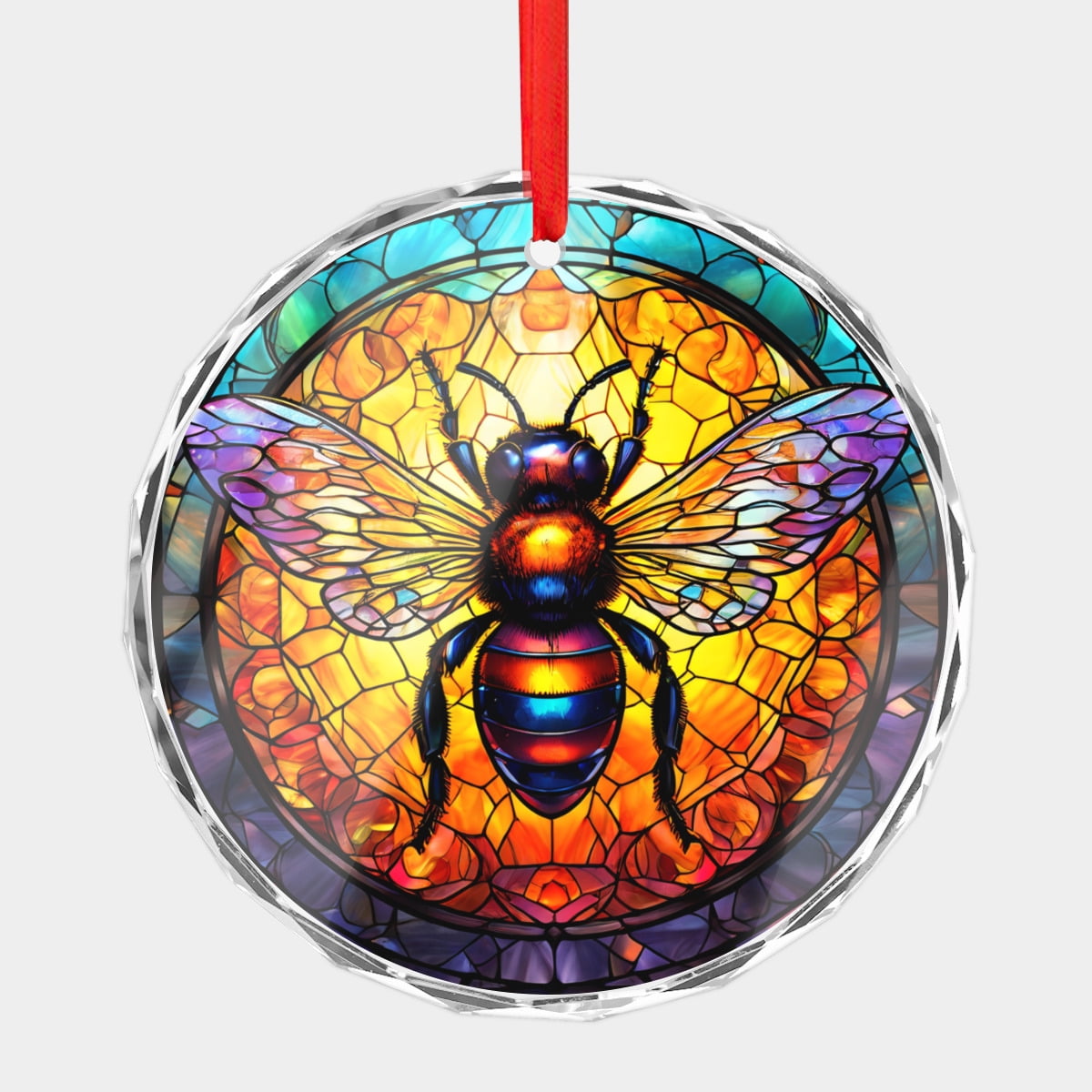 Crystal Glass Christmas Ornament Bee Stained Glass Style (Flat Design ...