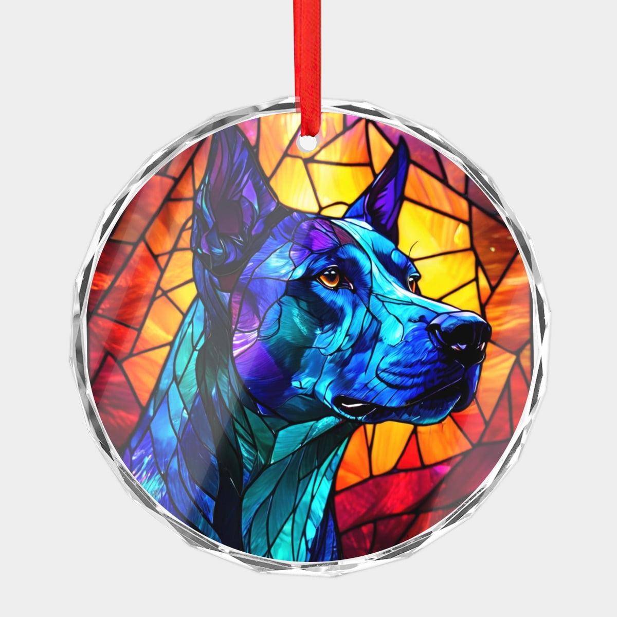 Crystal Glass Christmas Ornament Blue Amstaff American Staffordshire ...
