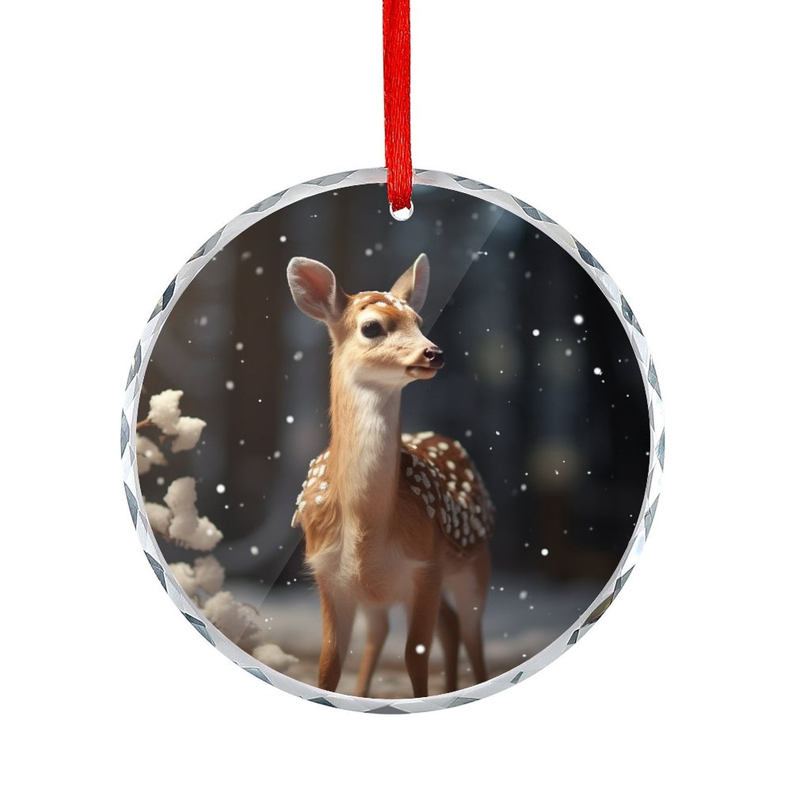 Crystal Glass Christmas Ornament Christmas Fawn Deer Christmas ...
