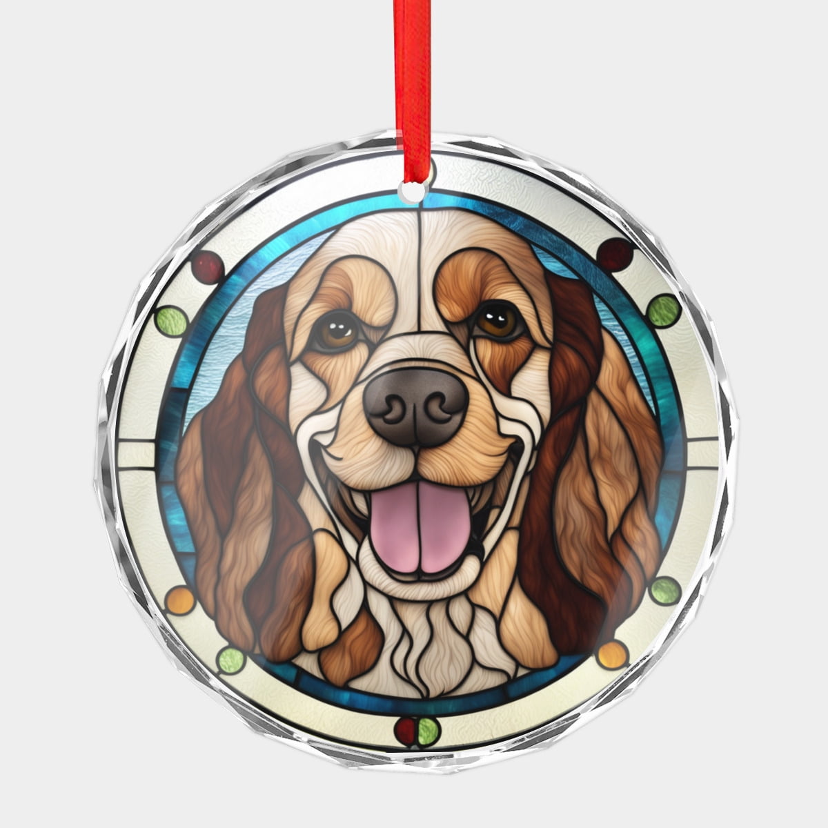 Crystal Glass Christmas Ornament Cute Cocker Spaniel Happy Stained ...