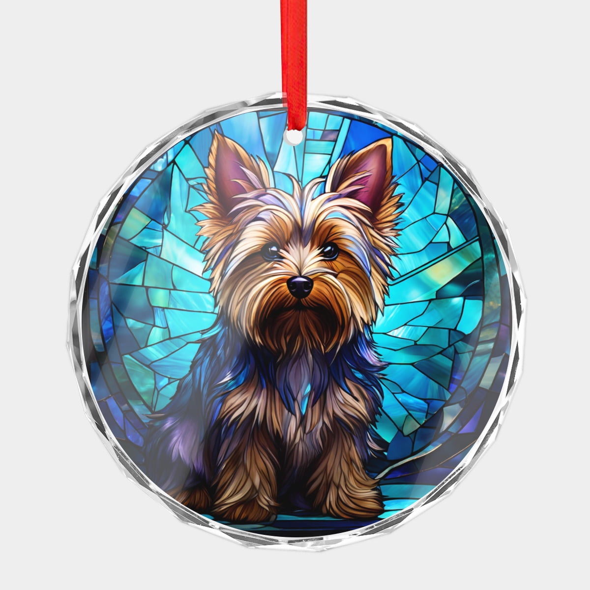 Crystal Glass Christmas Ornament Cute Yorkshire Terrier Yorkie Puppy ...